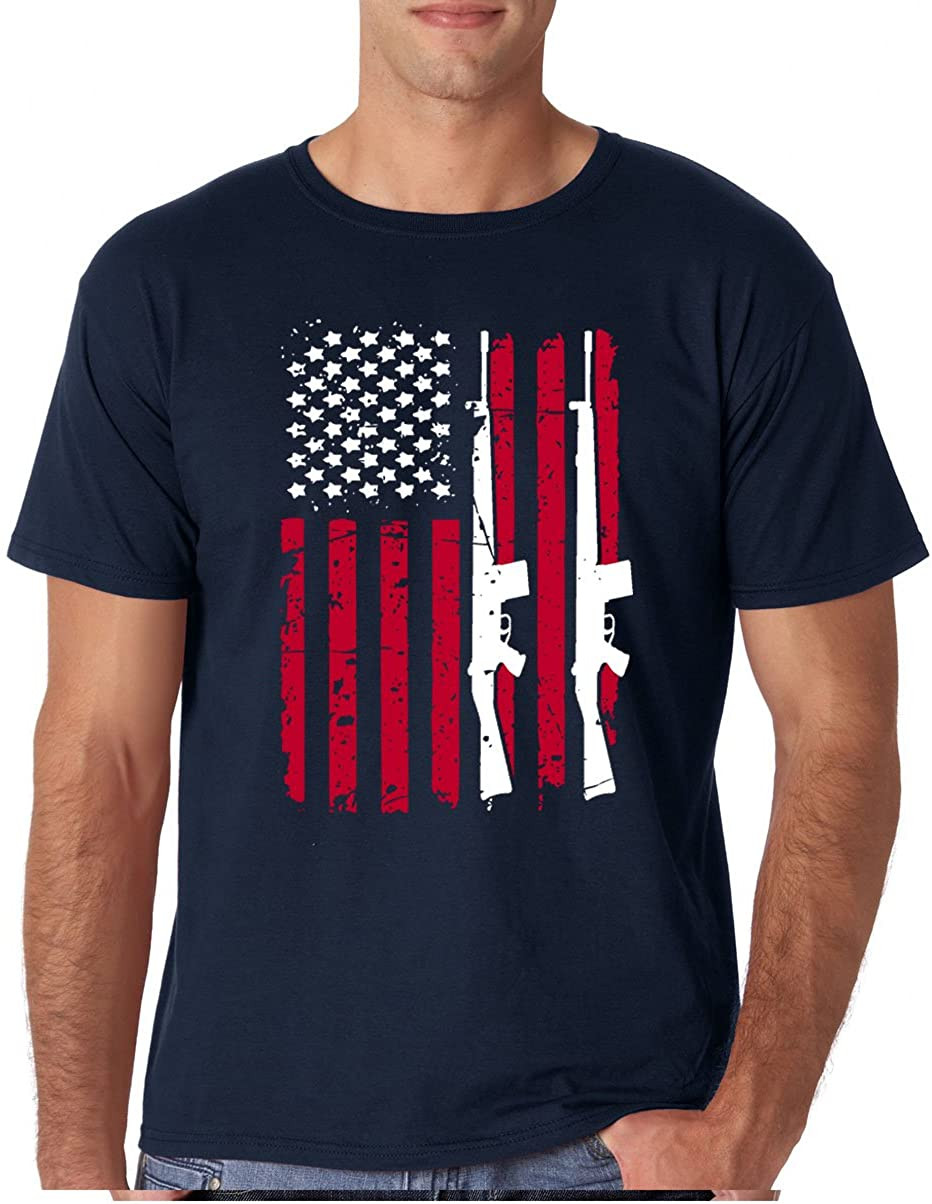 Distressed American USA Gun Flag Patriotic - 2nd Amendment Gun Rights Men's