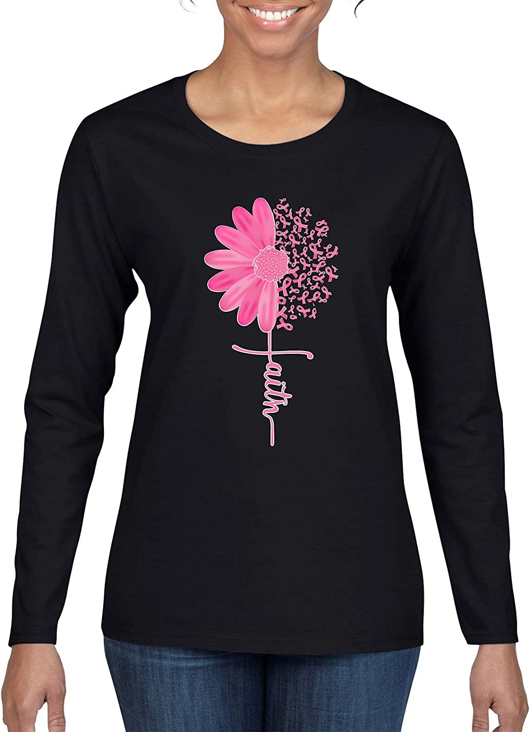Faith Pink Ribbon Sunflower Breast Cancer Awareness